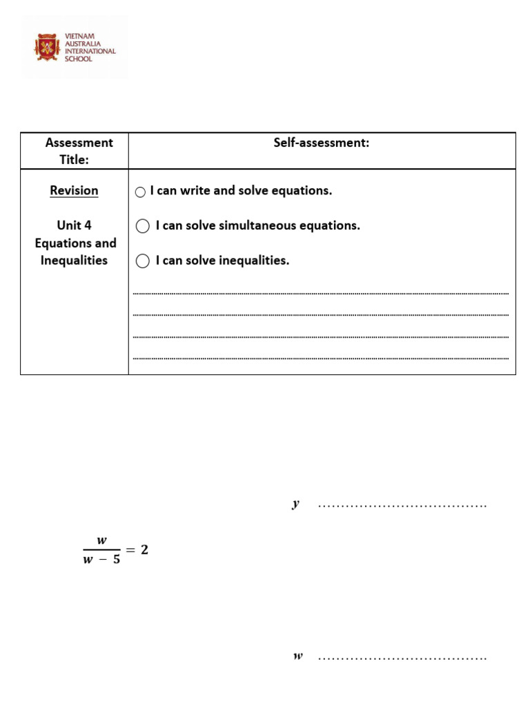 Unit 4 Equations and Inequalities | PDF | Equations | Length