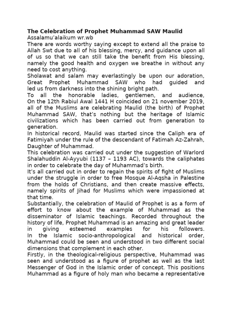 The Celebration of Prophet Muhammad SAW Maulid | PDF | Muhammad ...