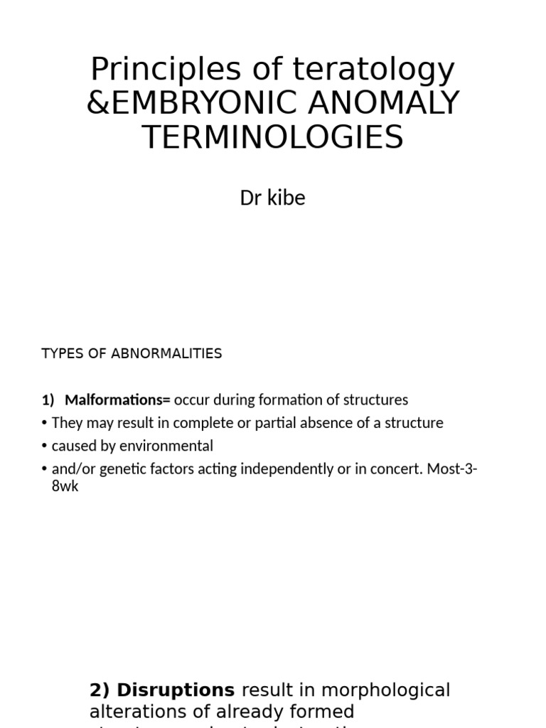 Principals of Teratology and Pre - Natal Diagnostic Techniques | PDF ...