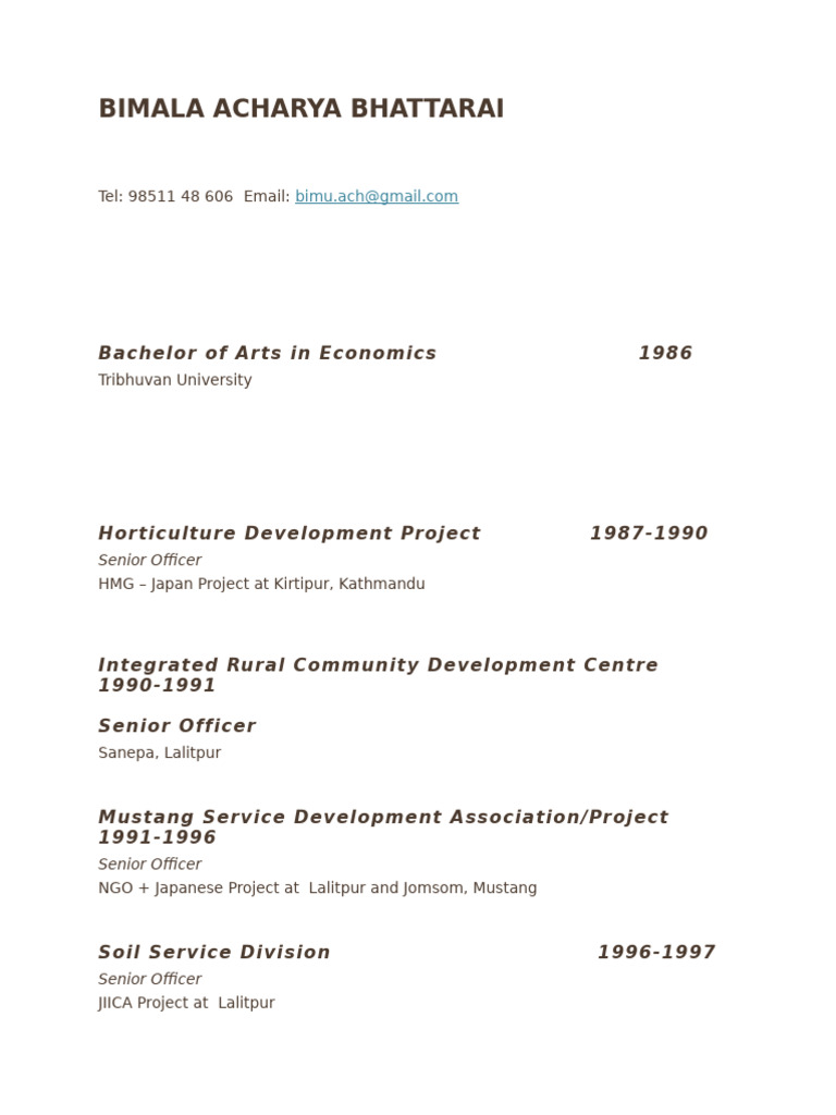Bimala CV | PDF