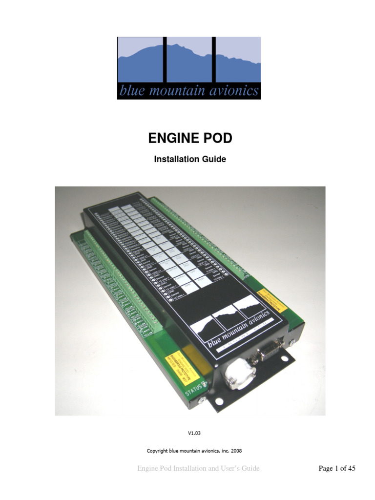 Bluemountain POD Installation Manual | PDF | Engines | Sensor