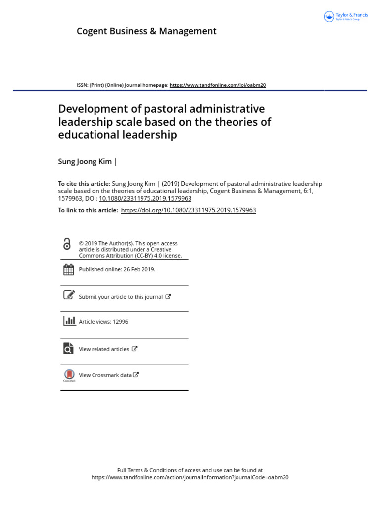 Development of Pastoral Administrative Leadership Scale Based On The ...