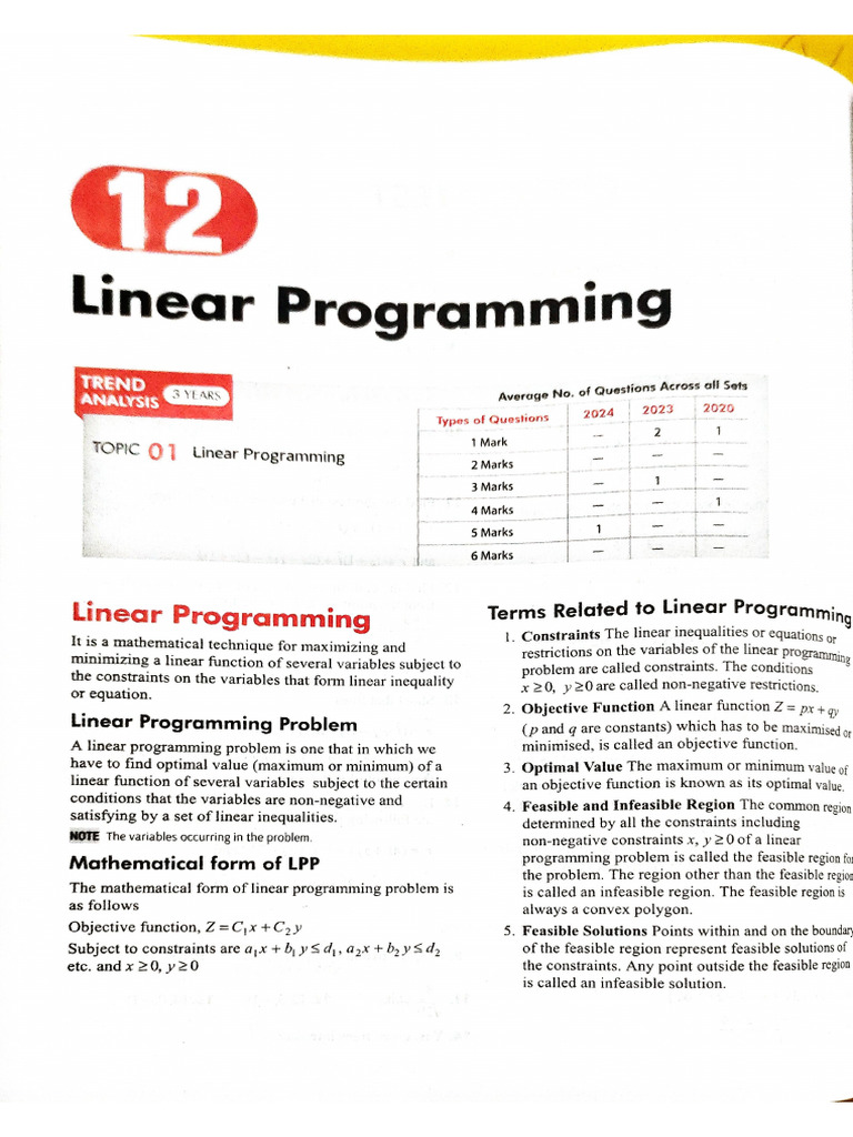 Linear Programming - Class12 Maths | PDF