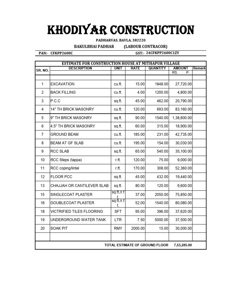ESTIMATE FOR SHAILESH | PDF