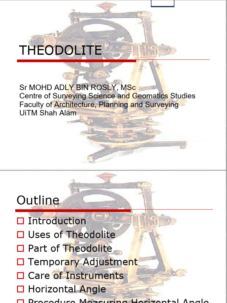 Intro Theodolite | PDF | Surveying | Optics