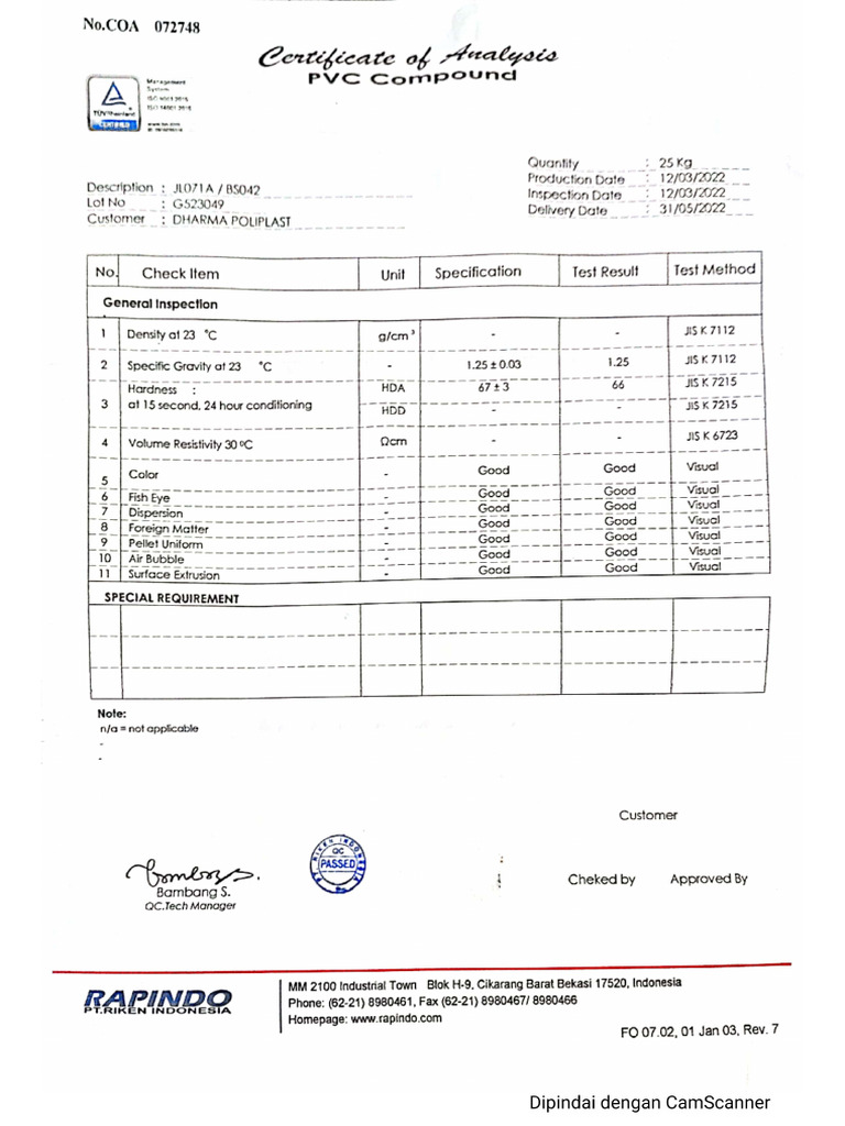 Coa Cover JC PVC Jl071a | PDF