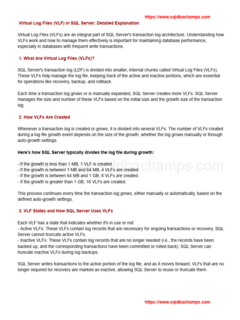SQL Server VLF Files in Detail | PDF | Databases | Database Transaction