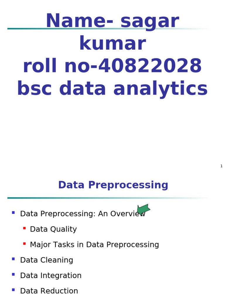 Data Preprocessing (Sagar) | PDF | Wavelet | Principal Component Analysis