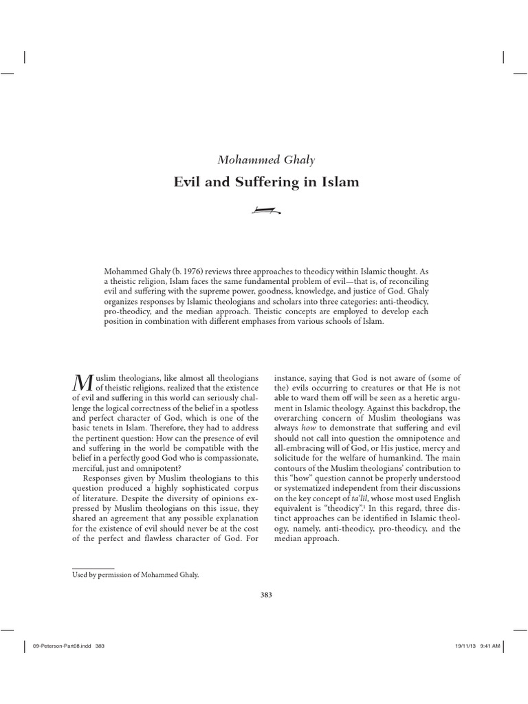 Evil and Suffering in Islam Philosophy | PDF | Problem Of Evil | God