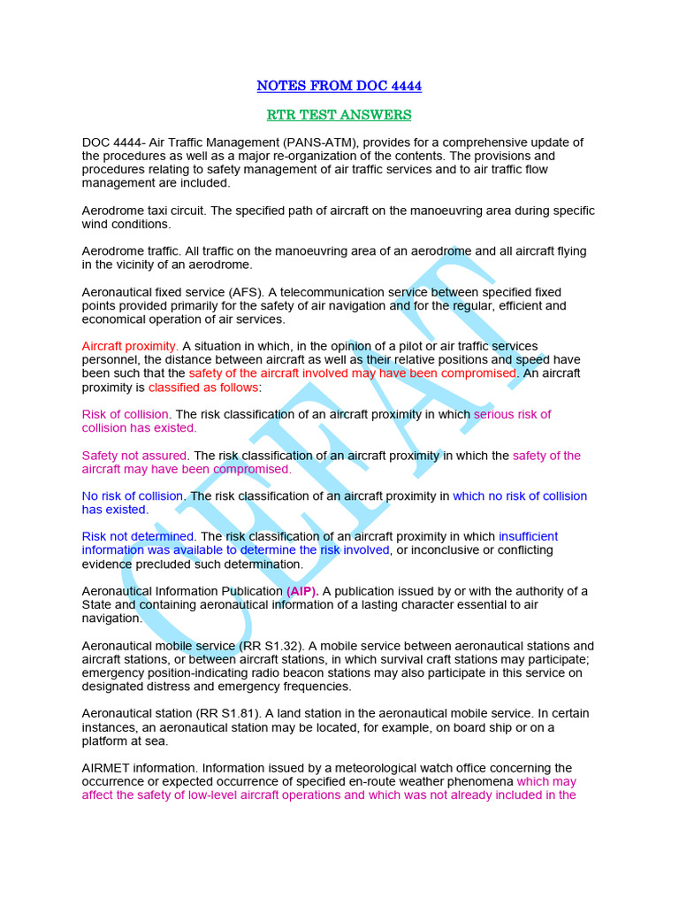 DOC 4444 NOTES | PDF | Instrument Flight Rules | Air Traffic Control