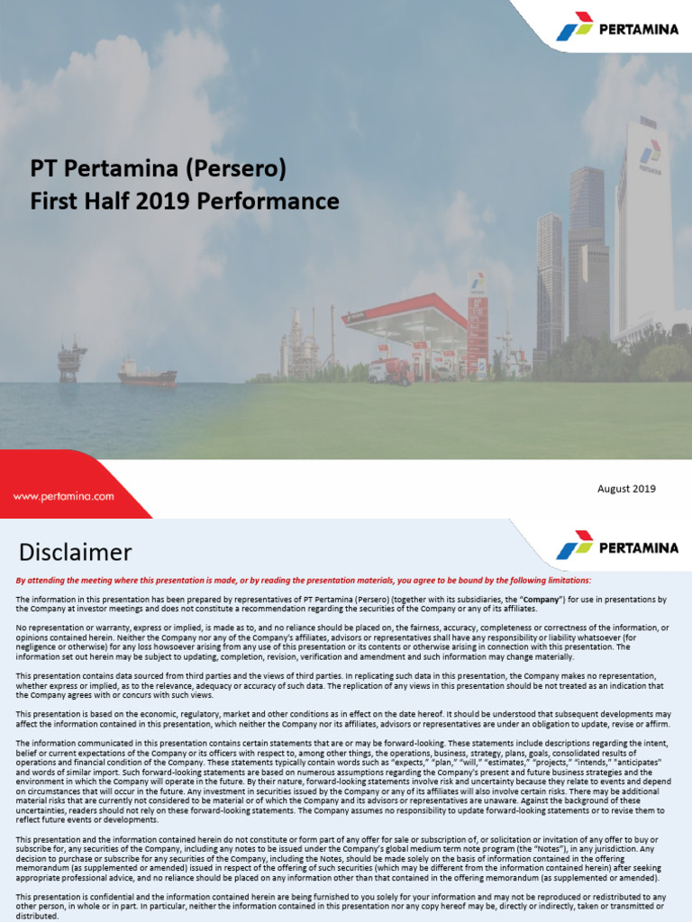 Pertamina Performance H1 2019 Unaudited v2 r4 | PDF | Balance Sheet