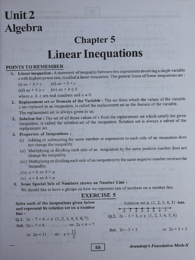 Chapter-05 Linear Inequations | PDF