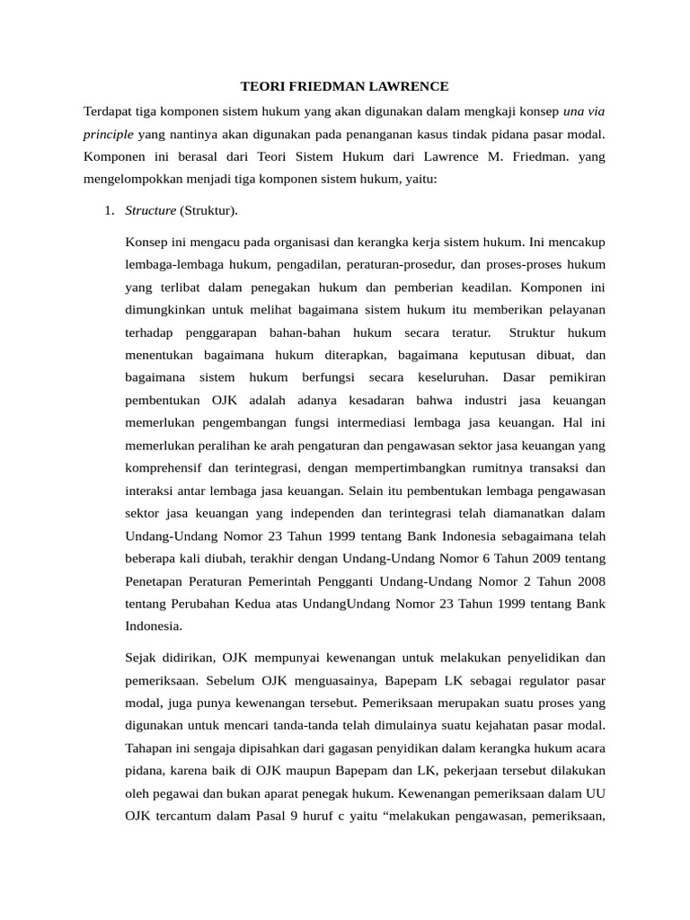 Teori Friedman: Hukum Pasar Modal Indonesia | PDF