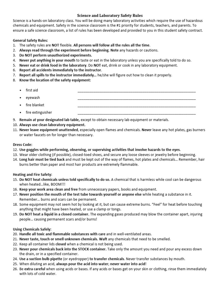 IB Science and Laboratory Safety Rules | PDF | Laboratories | Fires