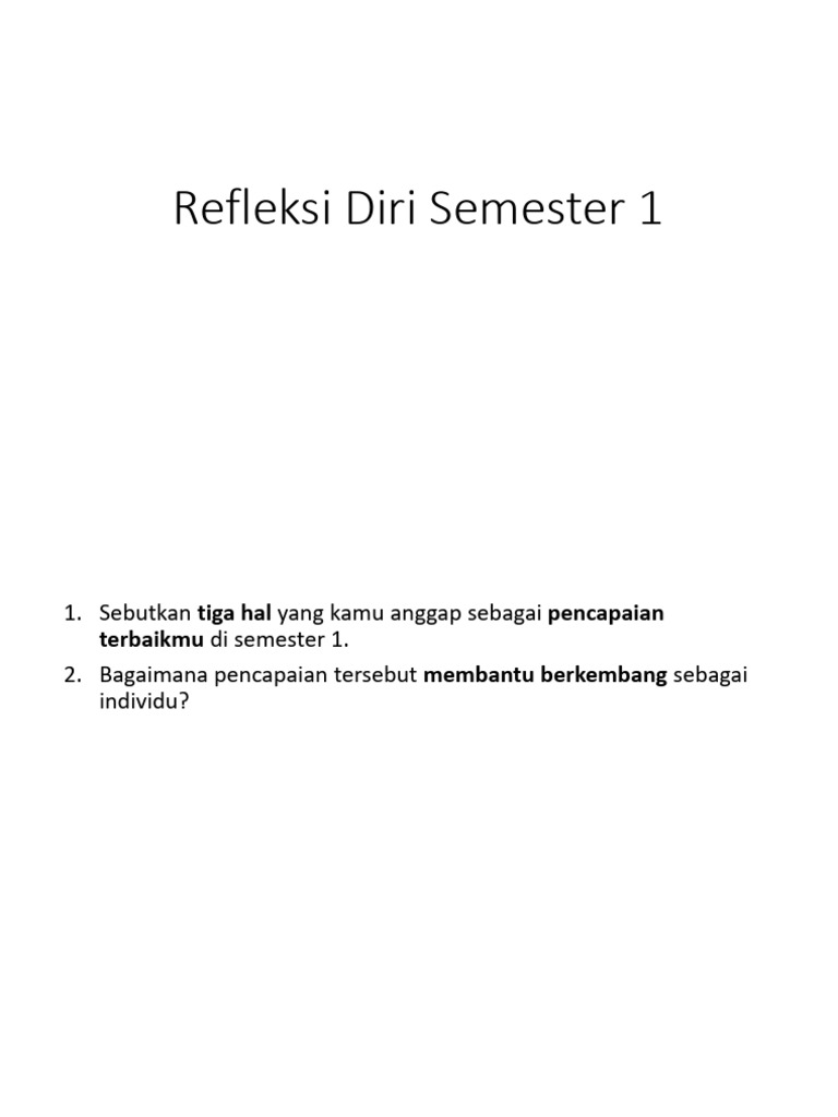 Refleksi Diri dan Rencana Semester 2 | PDF
