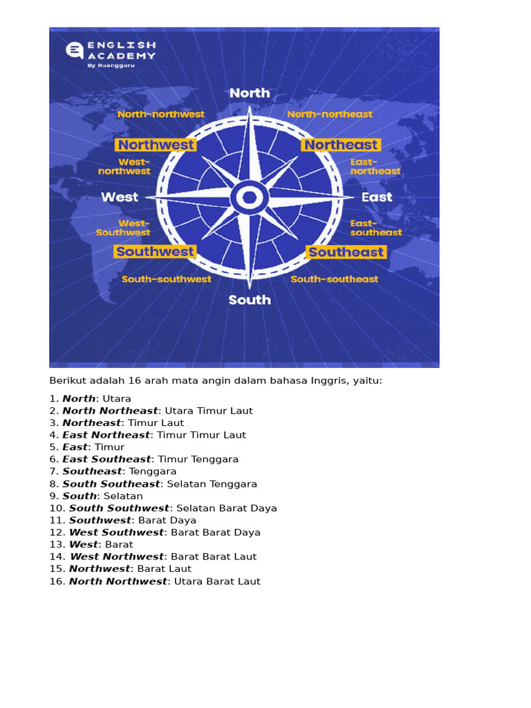 Materi Direction 16 Arah Mata Angin | PDF