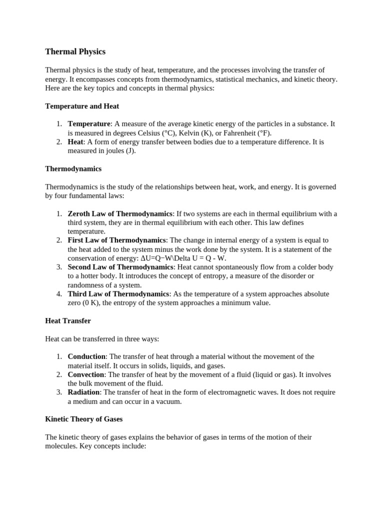 Thermal Physics | PDF | Heat | Temperature