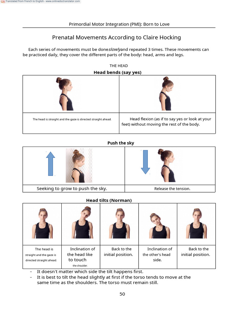 Prenatal Movement Exercises Guide | PDF | Hand | Anatomical Terms Of Motion
