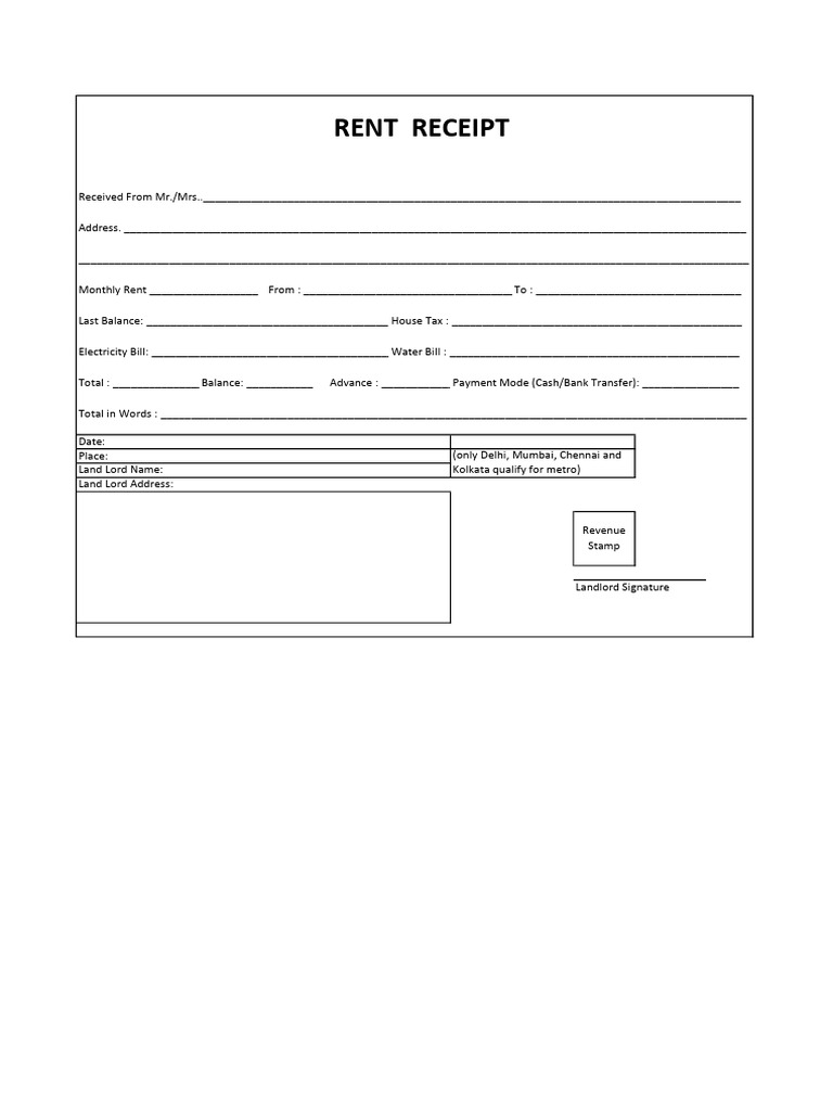 Format Rent Receipts | PDF