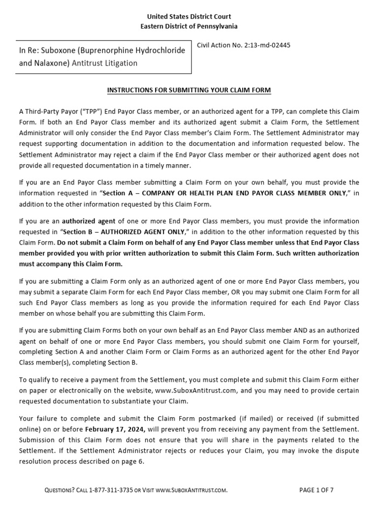 Subox TPP Claim Form REVISED 10-25-2024 | PDF