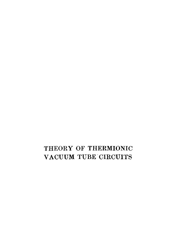 Peters: Theory of Thermionic Vacuum Tube Circuits | PDF