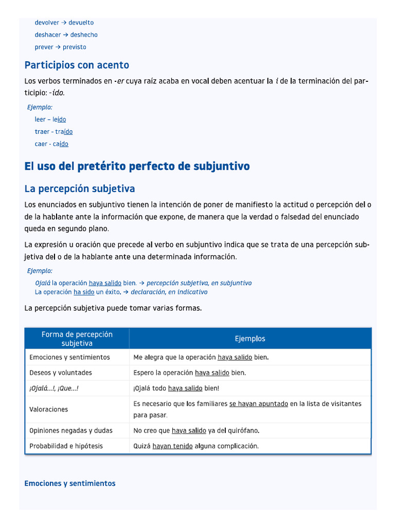uso del pretérito perfecto de subjuntivo | PDF