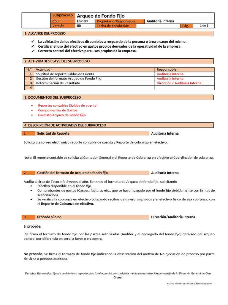 Proceso de Arqueo de Fondo Fijo | PDF | Auditoría | Contador