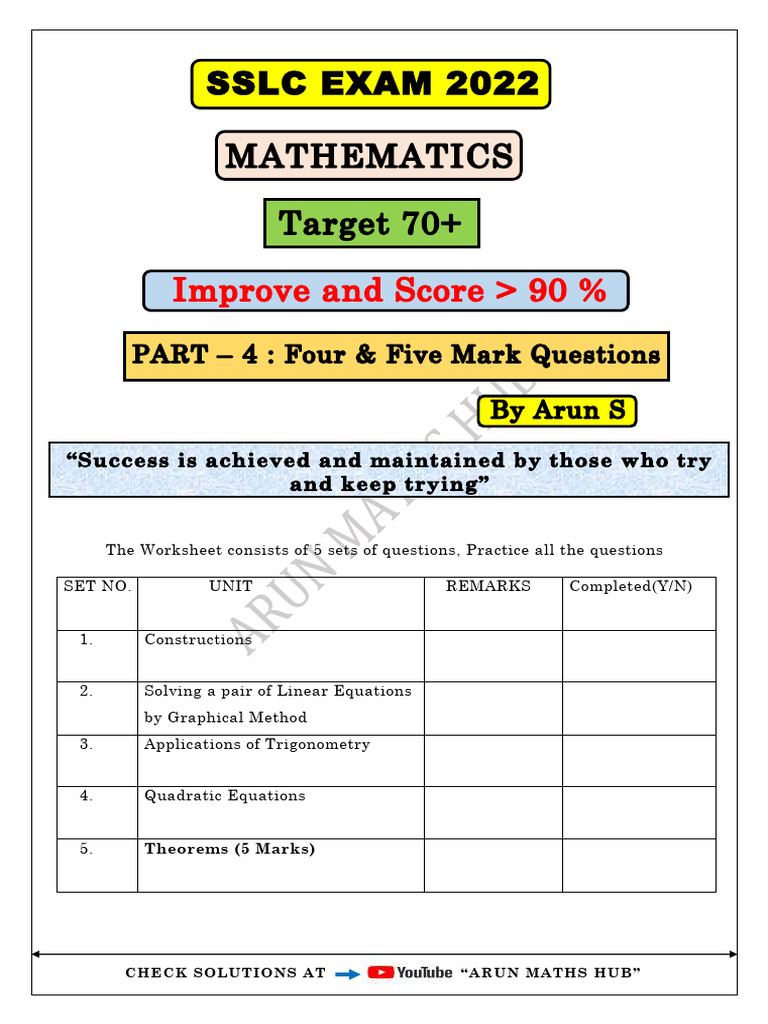 Maths 4 5 Marks Questions | PDF | Mathematics | Triangle