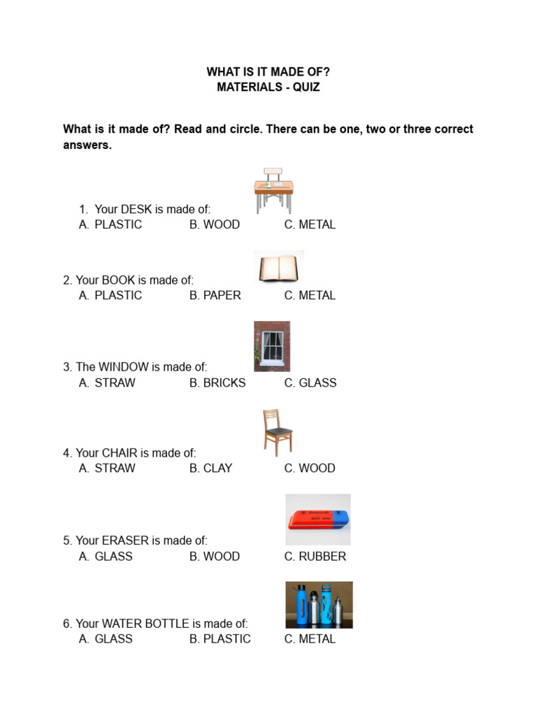 MATERIALS QUIZ - What is it made of_ | PDF
