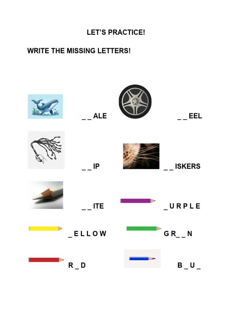 Worksheet - Write The Missing Letters | PDF