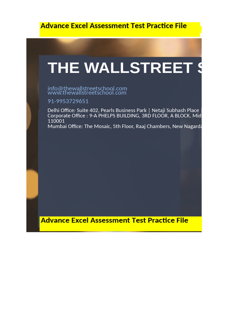 Advance Excel Assessment Test_Question_TWSS | PDF | Taxes | Government ...