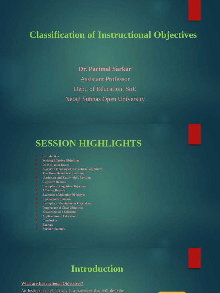 Classification Of Instructional Objectives Pdf Cognition Neuroscience