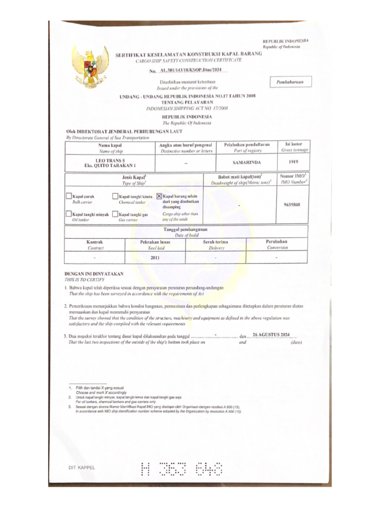 Sert. Safety Construction LT 5 (7 Nov 24) | PDF