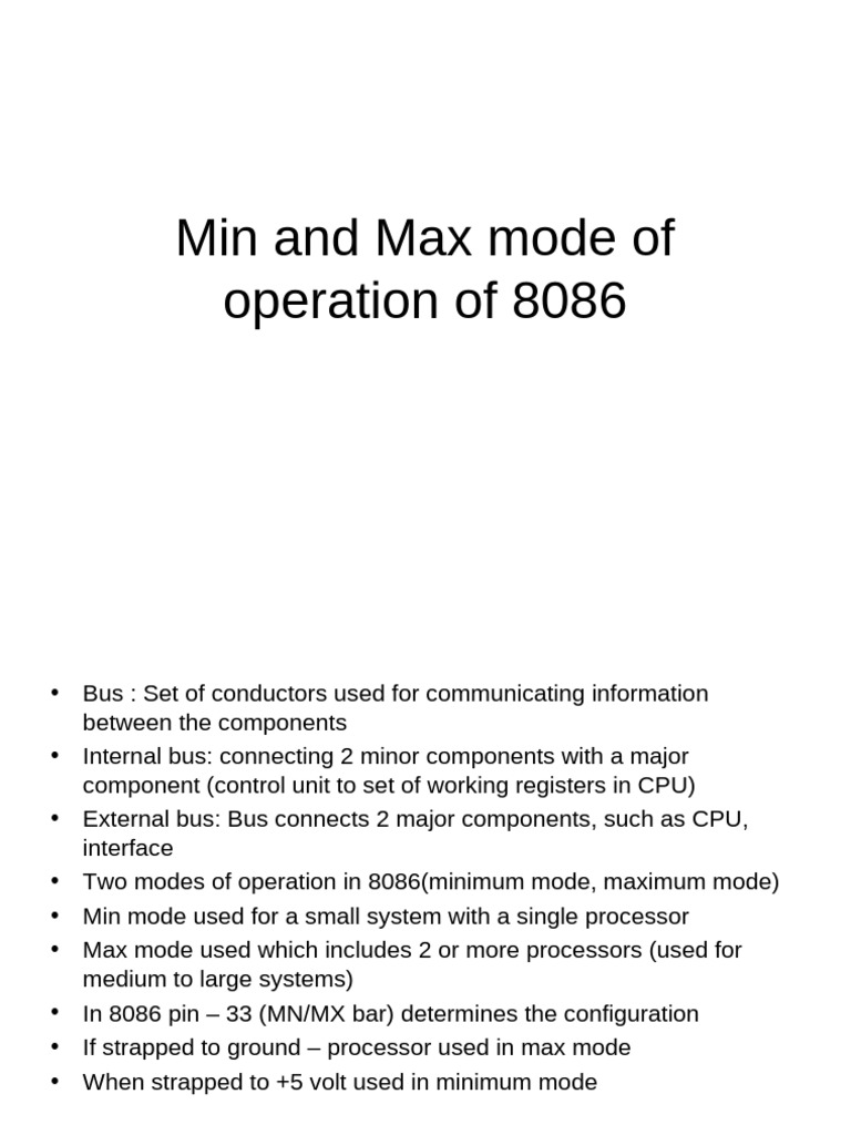 Min and Max Mode of Operation of 8086-New | PDF | Input/Output | Central Processing Unit