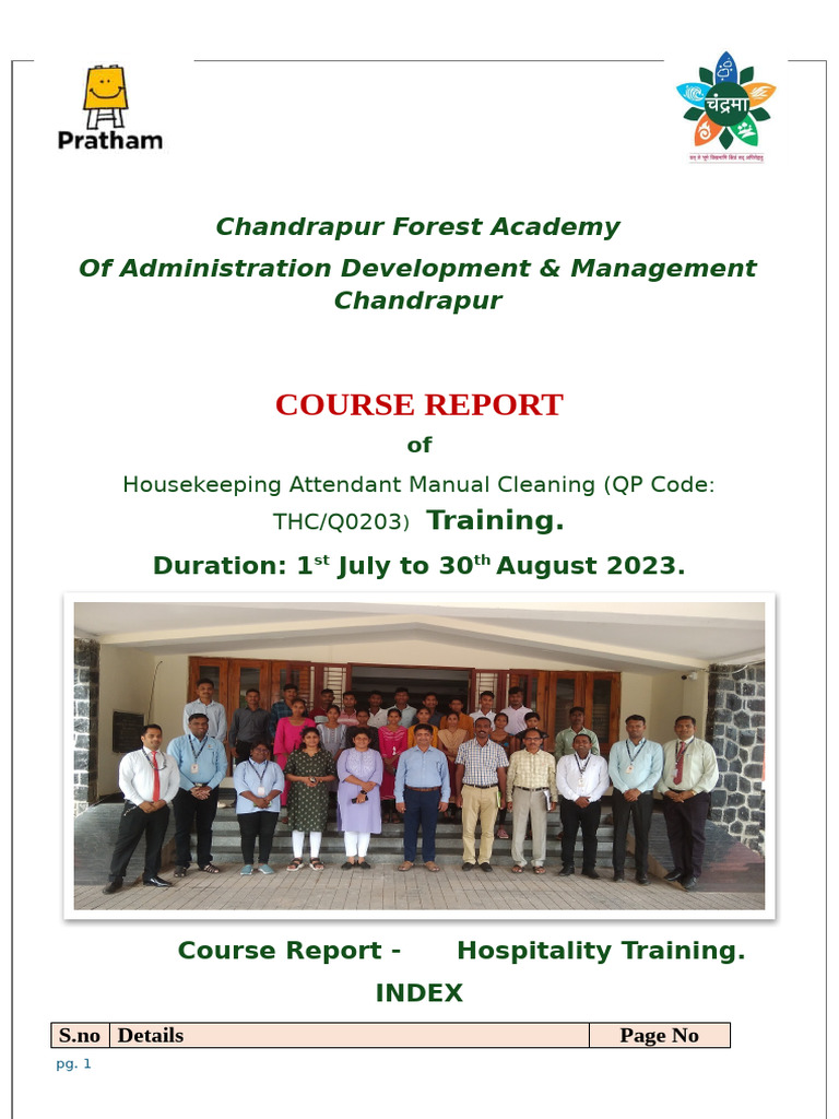 Housekeeping Training Report - Batch 1 | PDF
