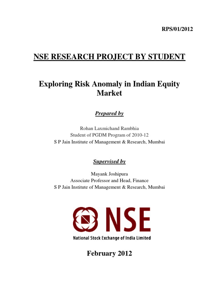 Exploring Risk Anomaly in Indian Equity Market | PDF | Beta (Finance ...