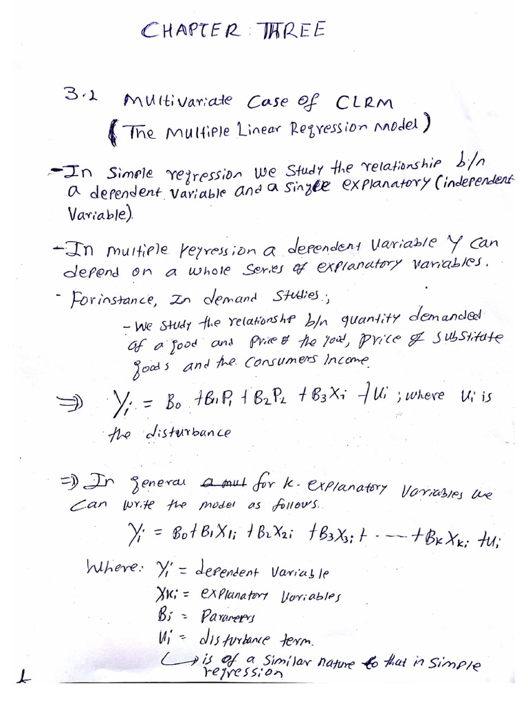 ECO - Chapter 3 MLRM | PDF