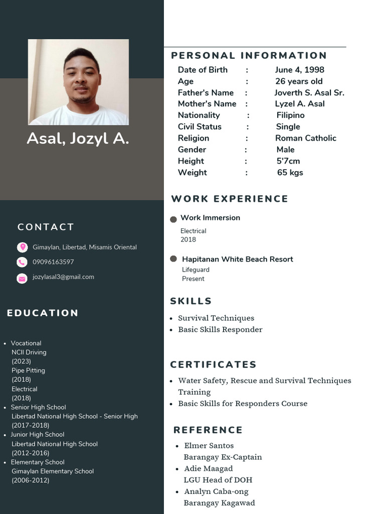 Jozyl A. Asal: Resume & Skills Overview | PDF