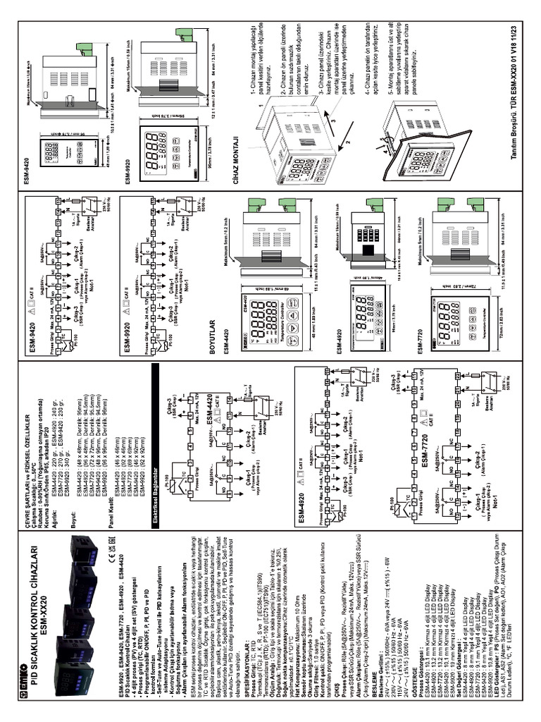 ESM-XX20 Universal Girişli Sıcaklık Kontrol Cihazları TR | PDF