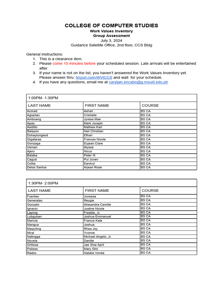 CCS WVI Sched (2) | PDF