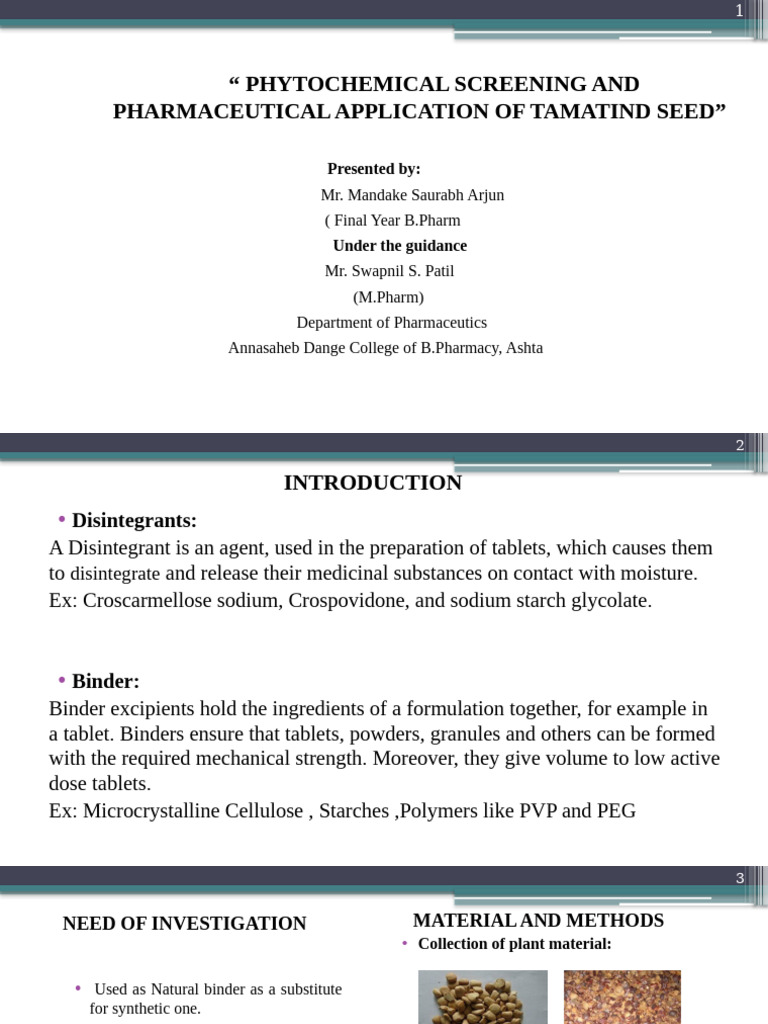 Saurabh Mandake Final Presentation - Project | PDF | Tablet (Pharmacy) | Pharmaceutical Sciences