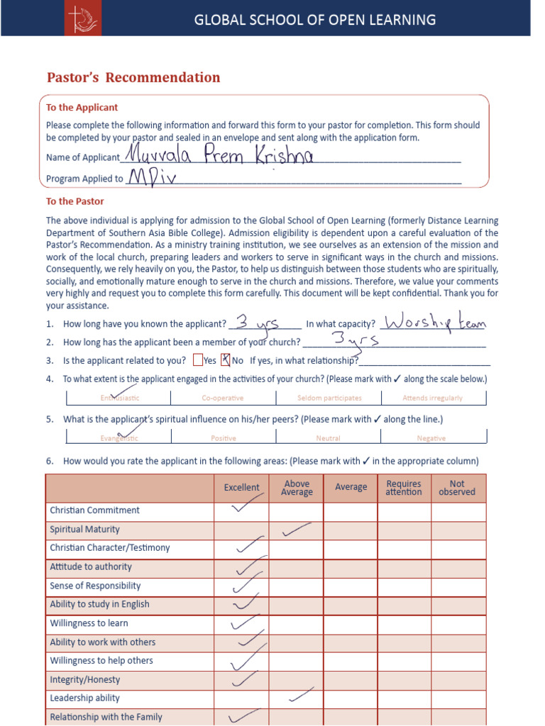 GSOL Mentor Pastor's Reference Form - Compressed | PDF