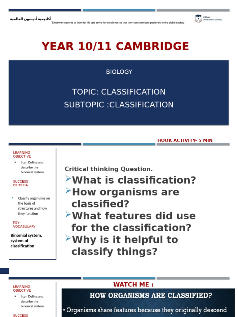 Classification Day 2 | PDF | Taxonomy (Biology)