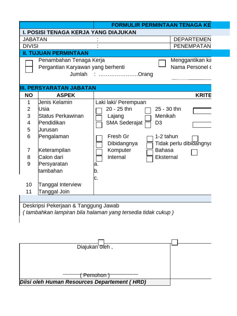 Formulir Permintaan Tenaga Kerja | PDF