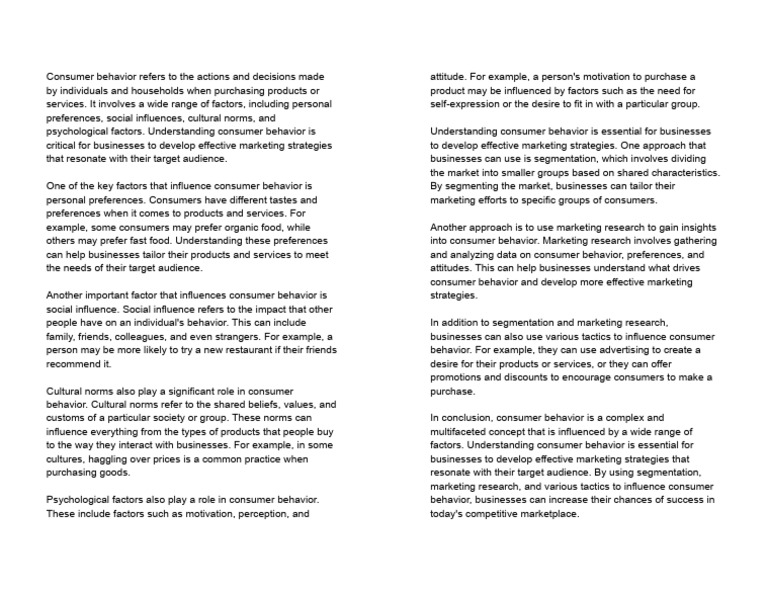Consumer Behaviour Pdf Consumer Behaviour Behavior