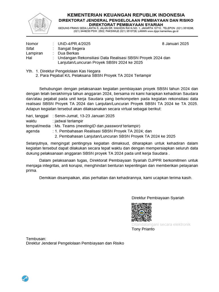 0108 UND-4 - PR.4 - 2025 Undangan Realisasi SBSN Proyek 2024 Dan ...