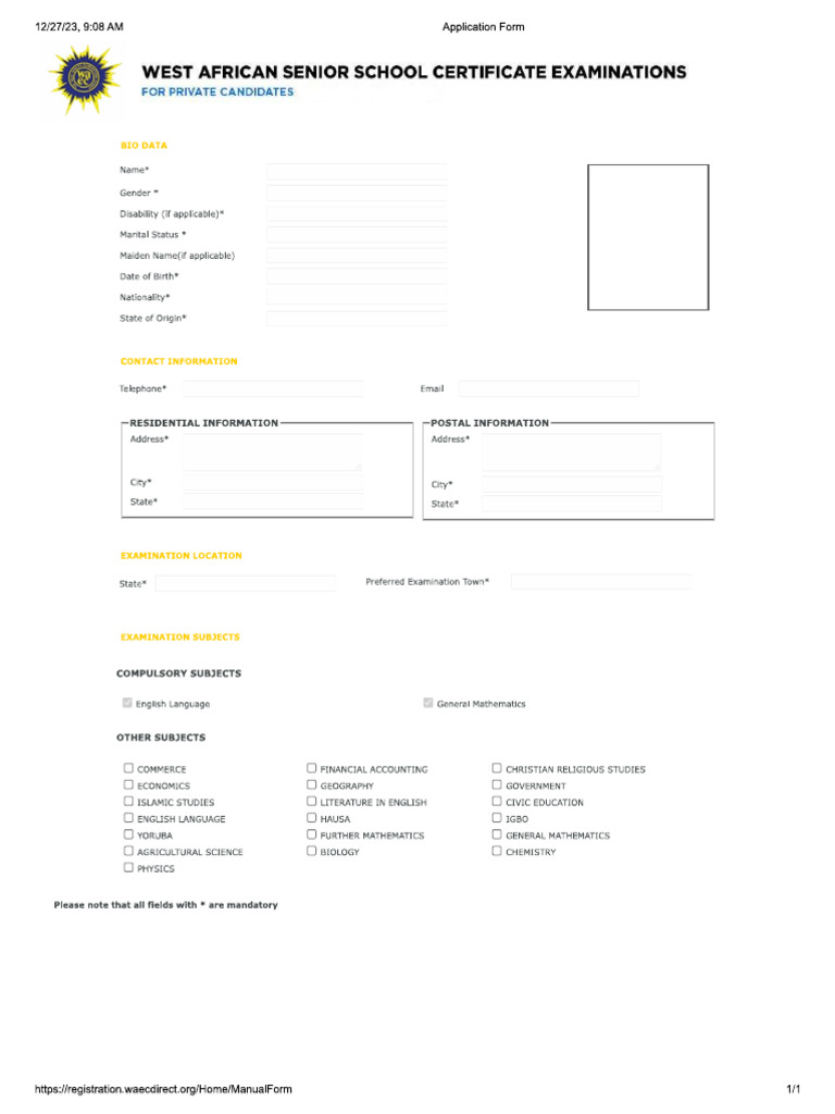WAEC-Form | PDF