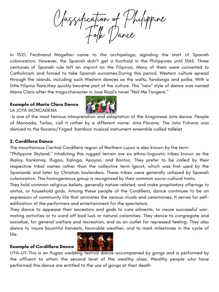Classification of Philippine Folk Dance | PDF | Philippines