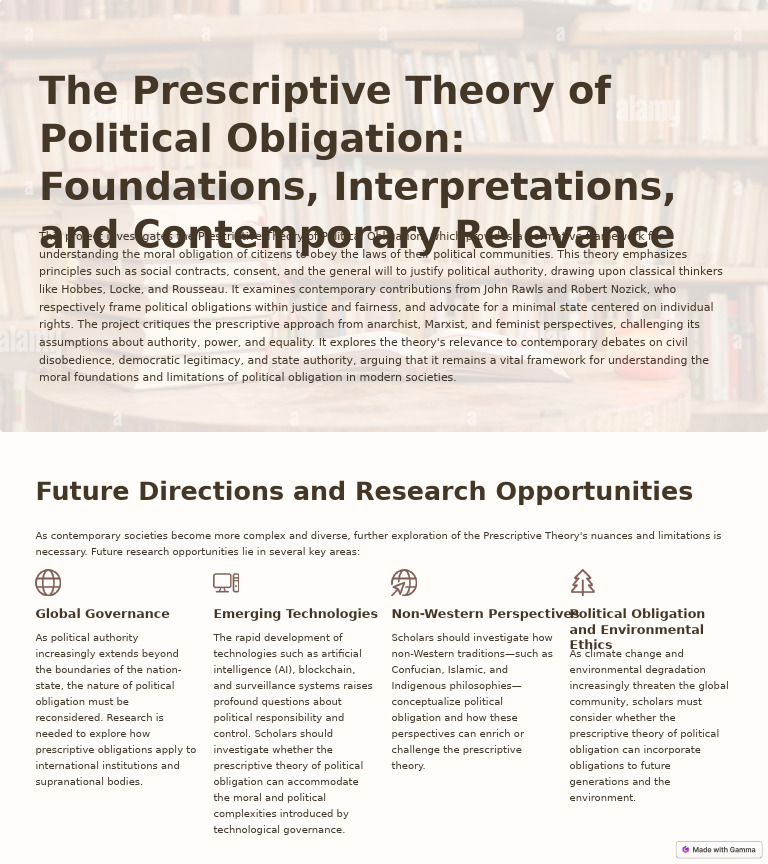 The Prescriptive Theory of Political Obligation Foundations ...