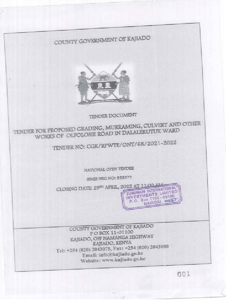 PART 1 - Zuhunain TENDER KAJIADO | PDF